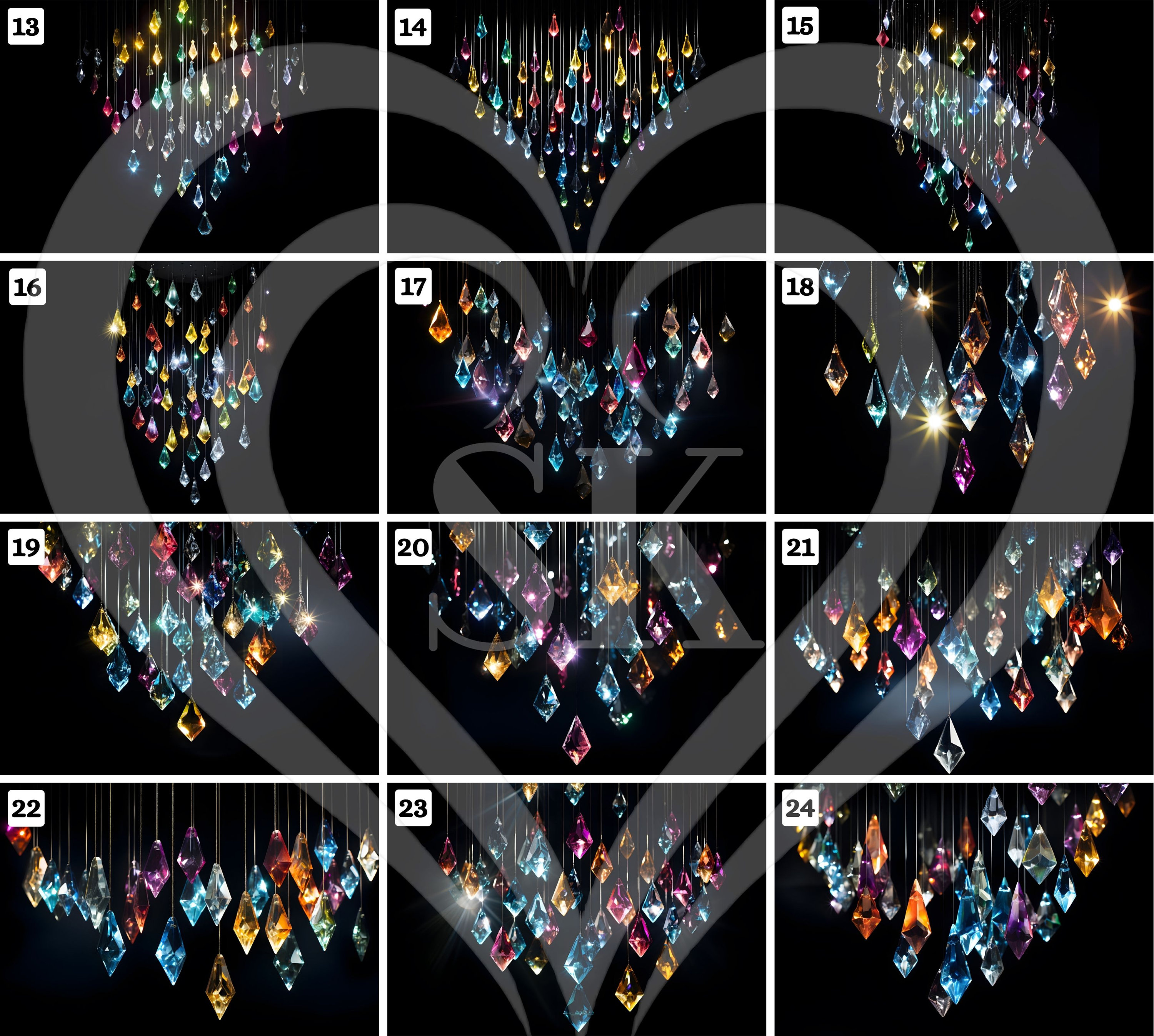 COLORFUL CRYSTALS RAIN Digital Overlay | Hanging Jewel Curtain Sparkle ...