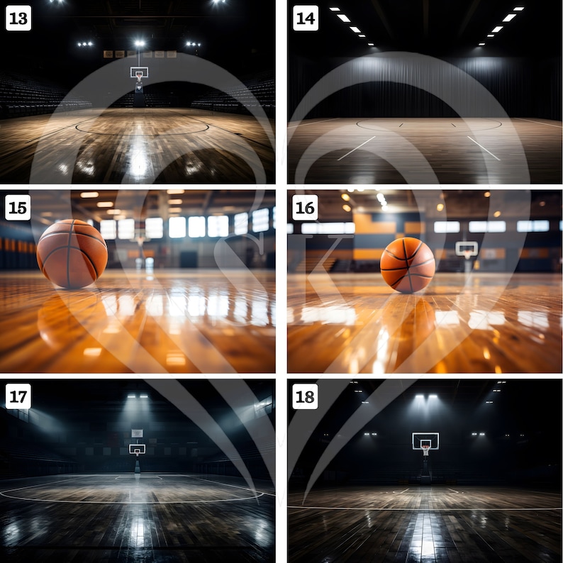 Basketball Court BACKDROP Basket Photo Theme Hoop Arena Lights Sport ...