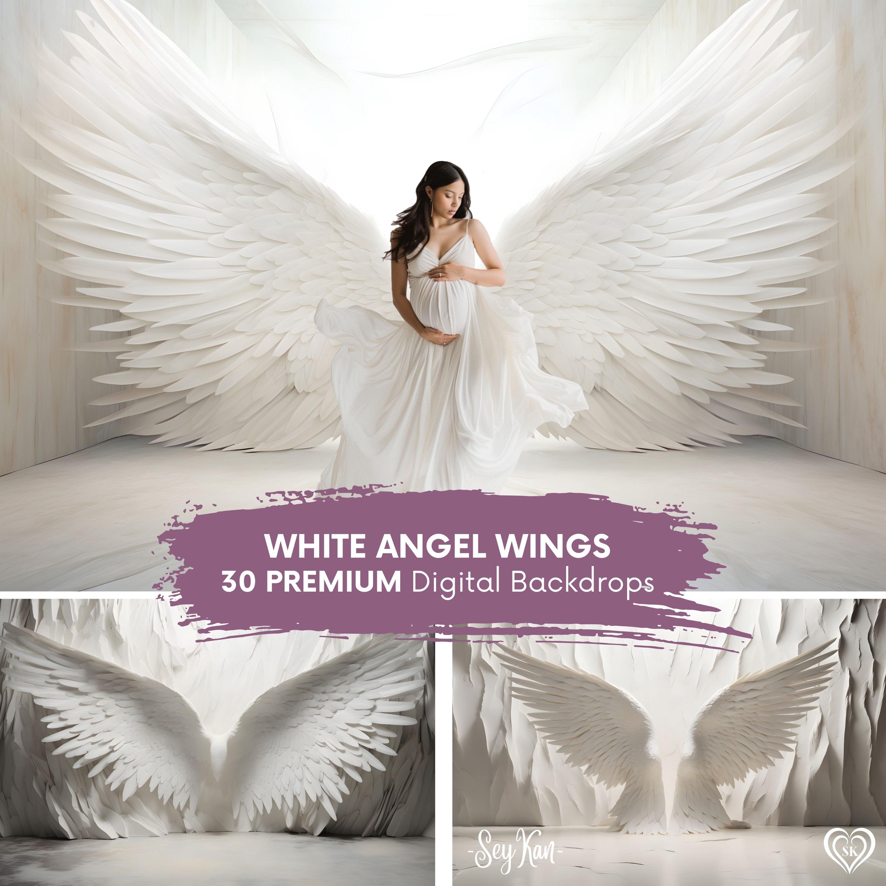White Angel Wings DIGITAL BACKDROP Large Heaven Feather Angelwings ...