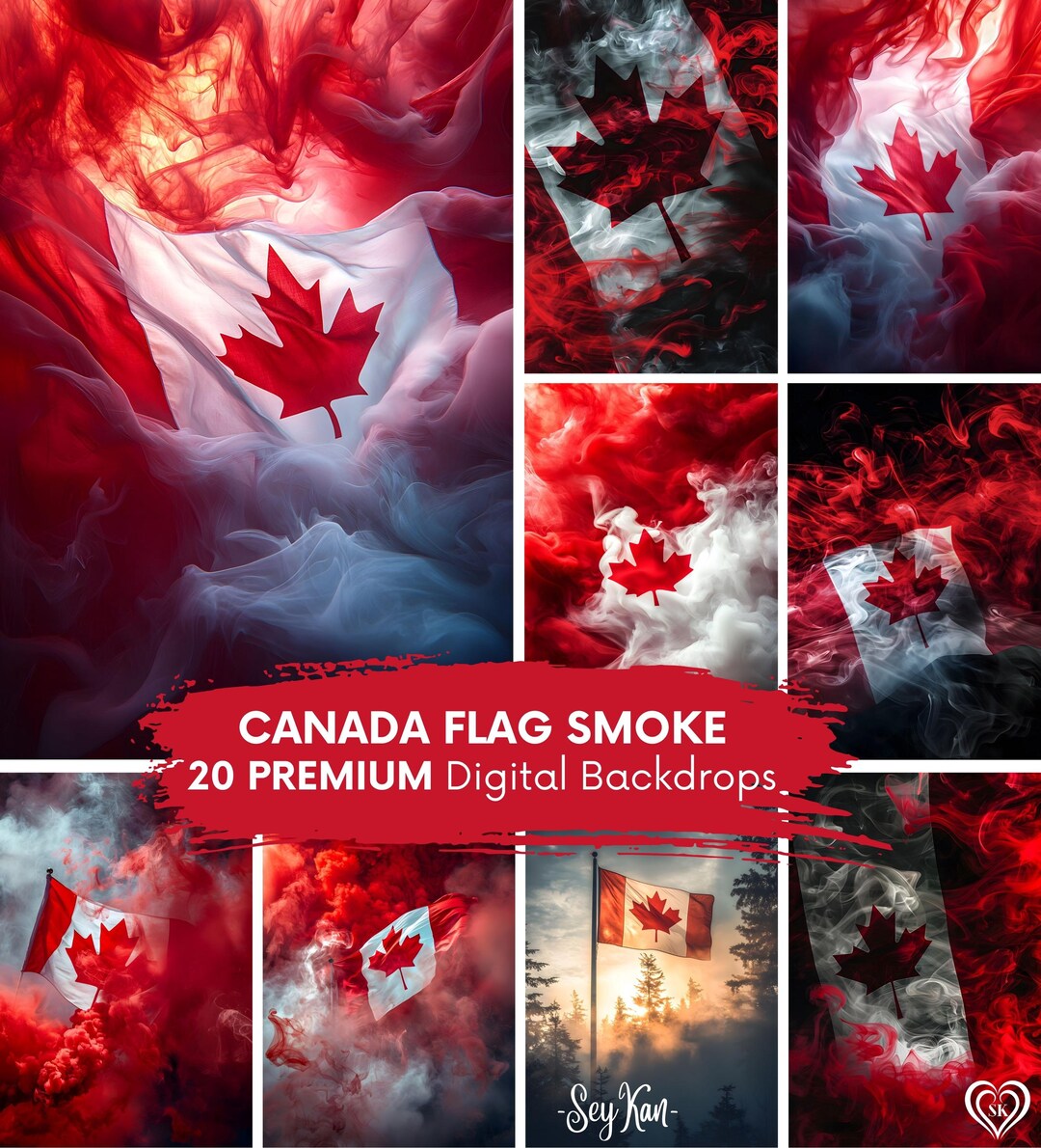 Canada Flag Smoke BACKDROP Canadian Sport Photo Template Ice Hockey ...