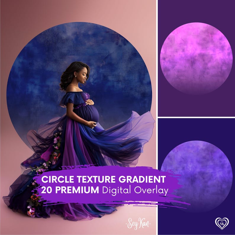Circle Texture Gradient DIGITAL OVERLAY Color Maternity Hoop Photo ...