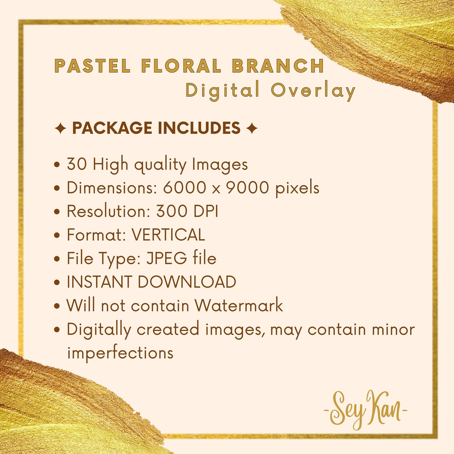 30 Pastel Floral Branch DIGITAL OVERLAY Fine Art Botanical Leaves ...