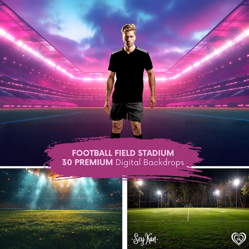 Football Field Stadium DIGITAL BACKDROP Goal Grass Pitch Ground Arena ...