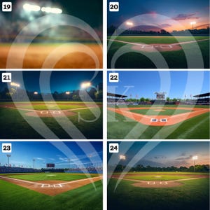 Softball Field Stadium DIGITAL BACKDROP Grass Pitch Ground Arena Lights ...