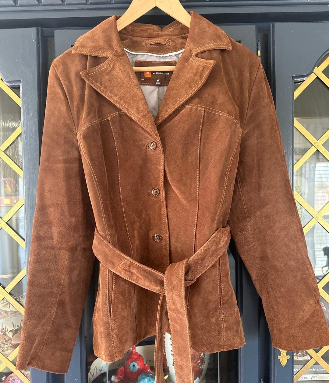 Vintage Style Wilsons Suede Leather Brown Blazer Trench Jacket Size ...
