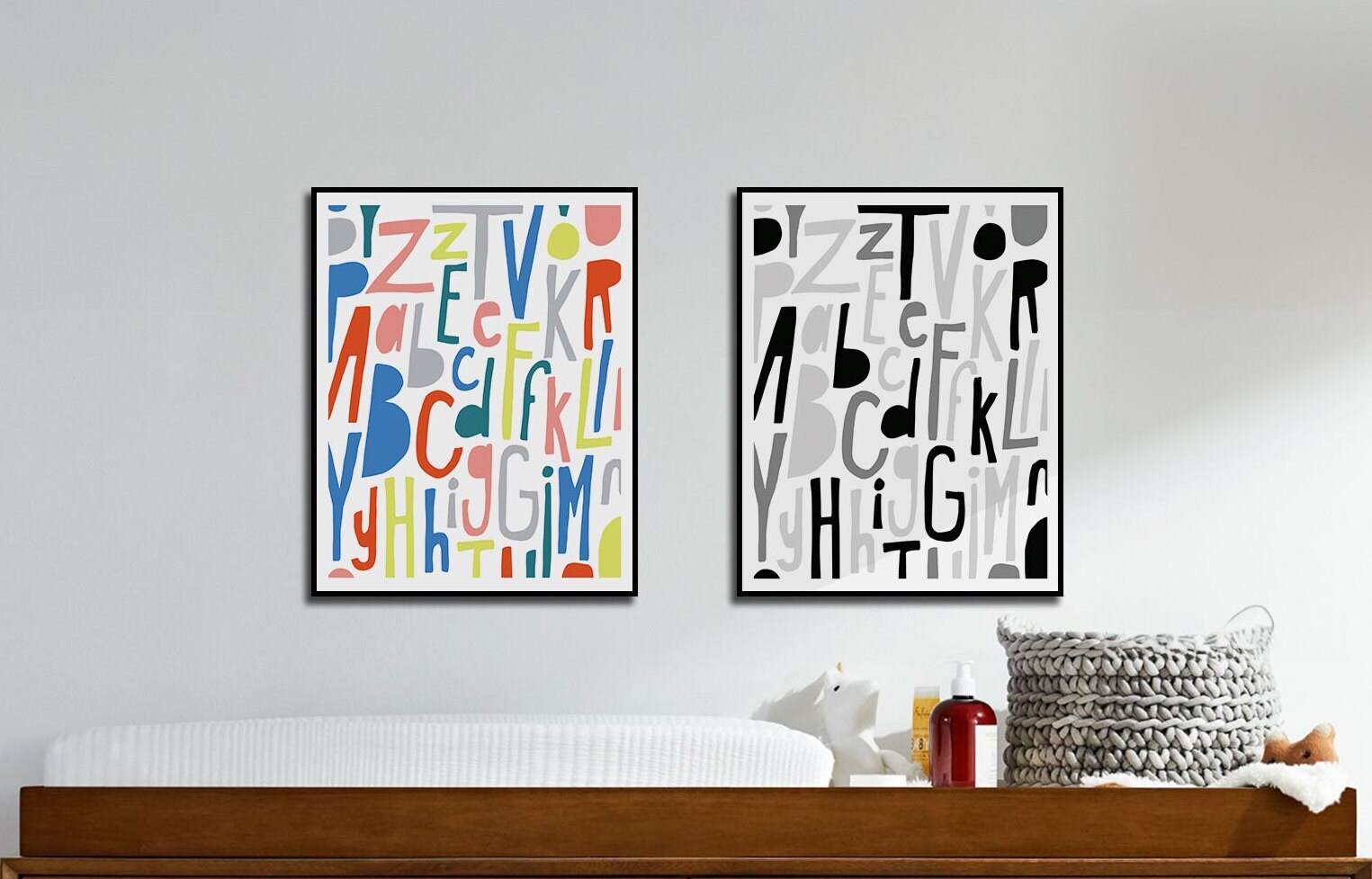 Alphabet Letter Nursery/kid's Room Bright Color Print, Colorful Custom ...
