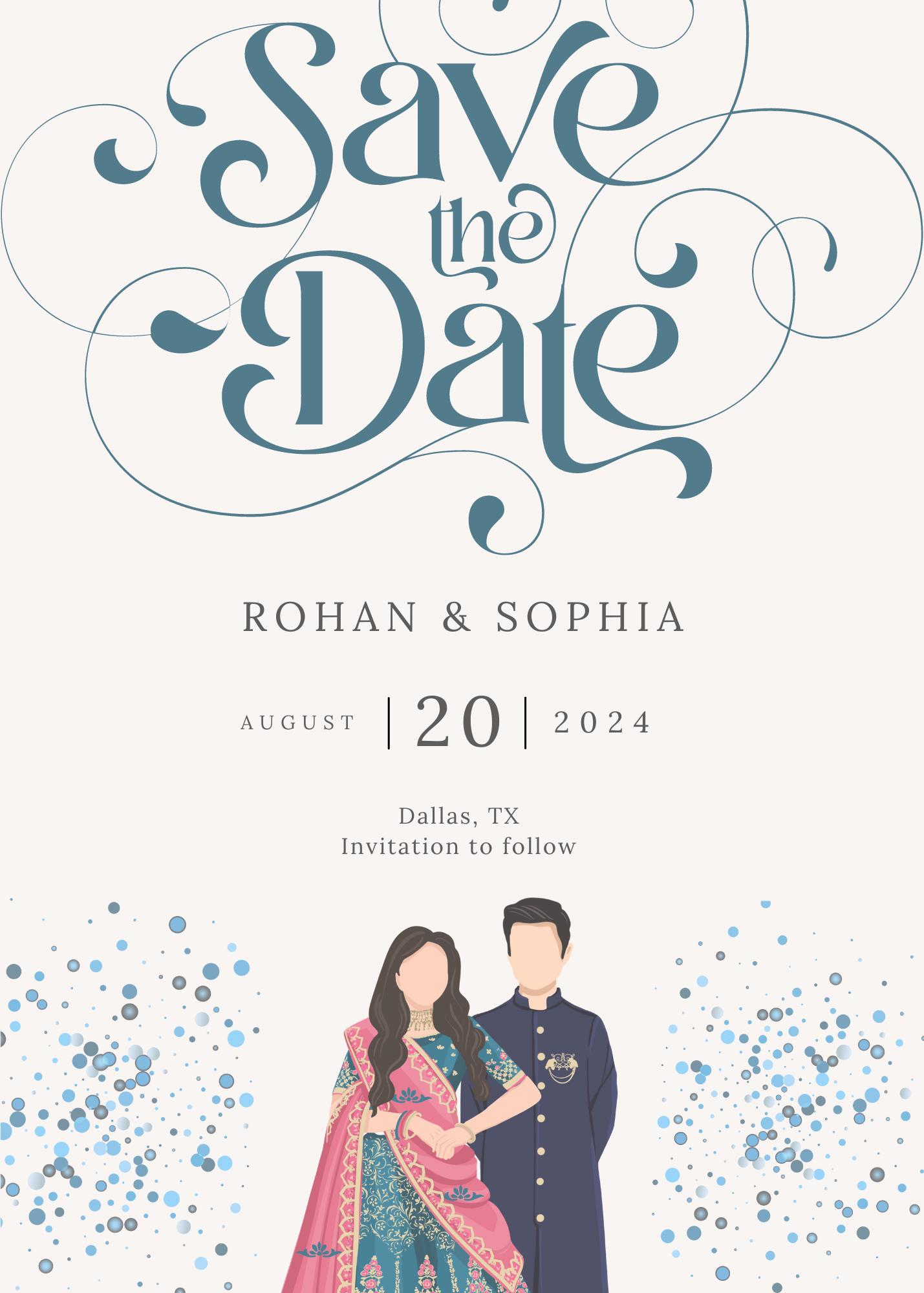 Indian Wedding Save the Date Customizable Indian Save the Date Indian-themed Save the Date ...