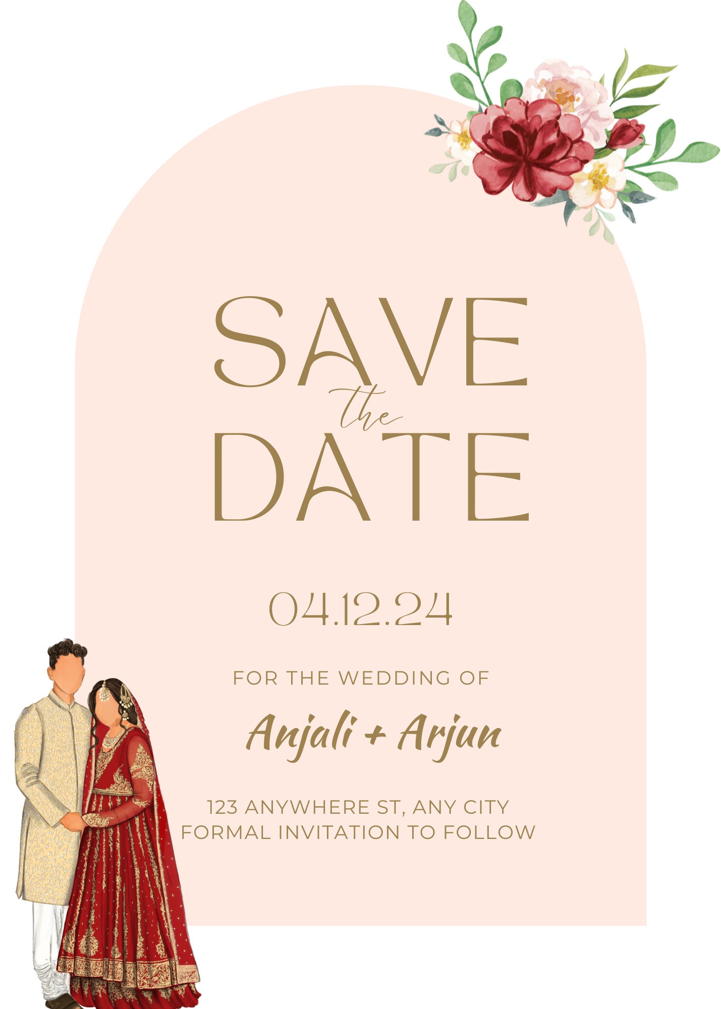 Indian Wedding Save the Date Template Customizable Indian Save the Date ...