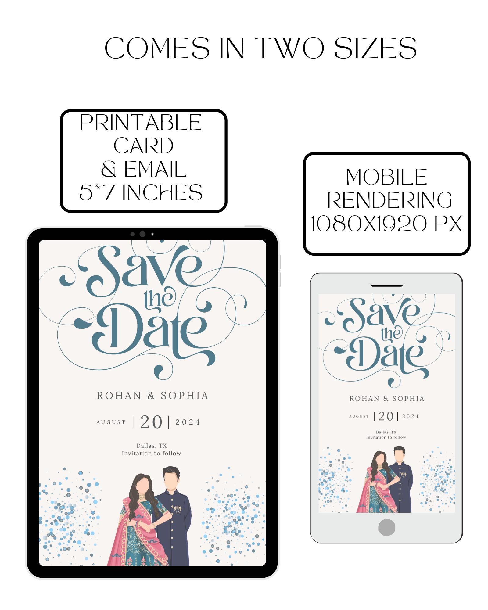 Indian Wedding Save the Date Customizable Indian Save the Date Indian ...