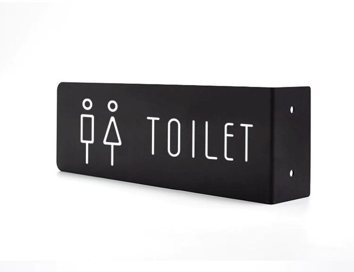 High-end Luxury Metal Double Sided Restroom Sign, Side Mount Washroom ...