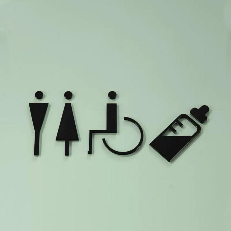 Luxury Aluminum Washroom Sign, Restroom Sign, Bathroom Sign, Toilet ...
