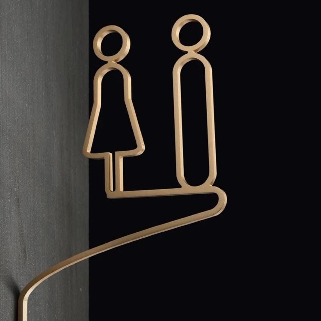 High-end Luxury Metal Side Mount Washroom Sign, Restroom Sign, Bathroom ...
