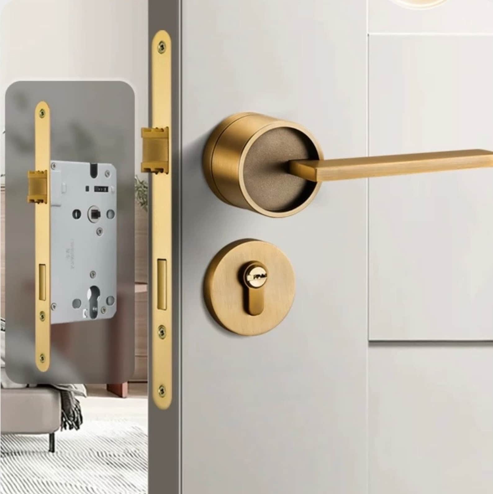 Modern Design Interior Door Lever Handle With Secure Lock, Lock Set ...