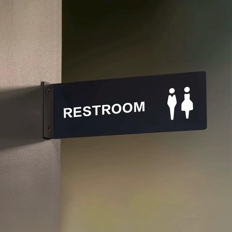 High-end Luxury Metal Double Sided Restroom Sign, Side Mount Washroom ...