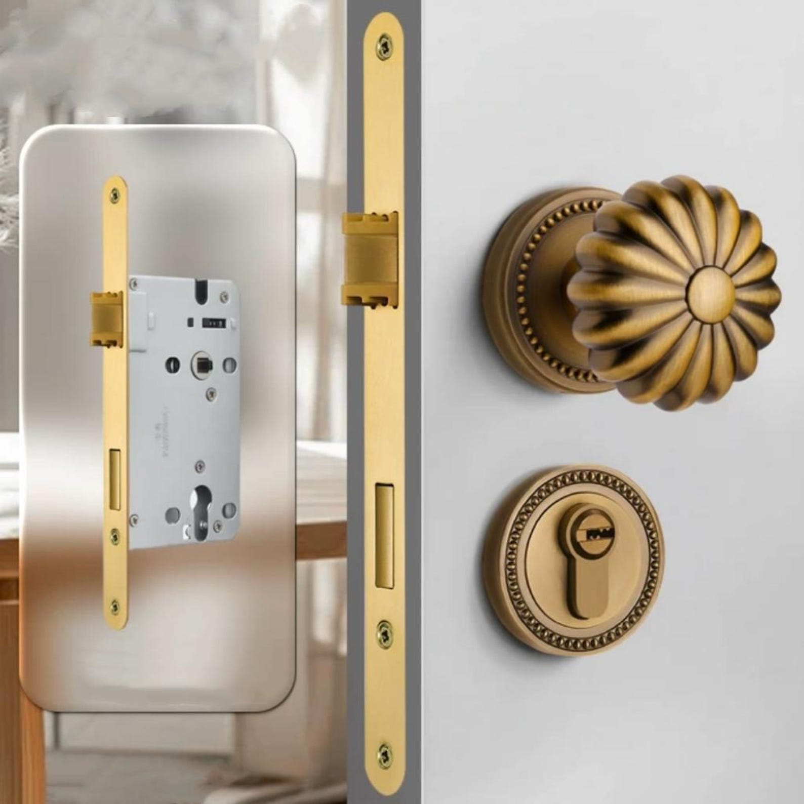 Modern Design Pumpkin Lock, Interior Door Lever Handle With Secure Lock ...