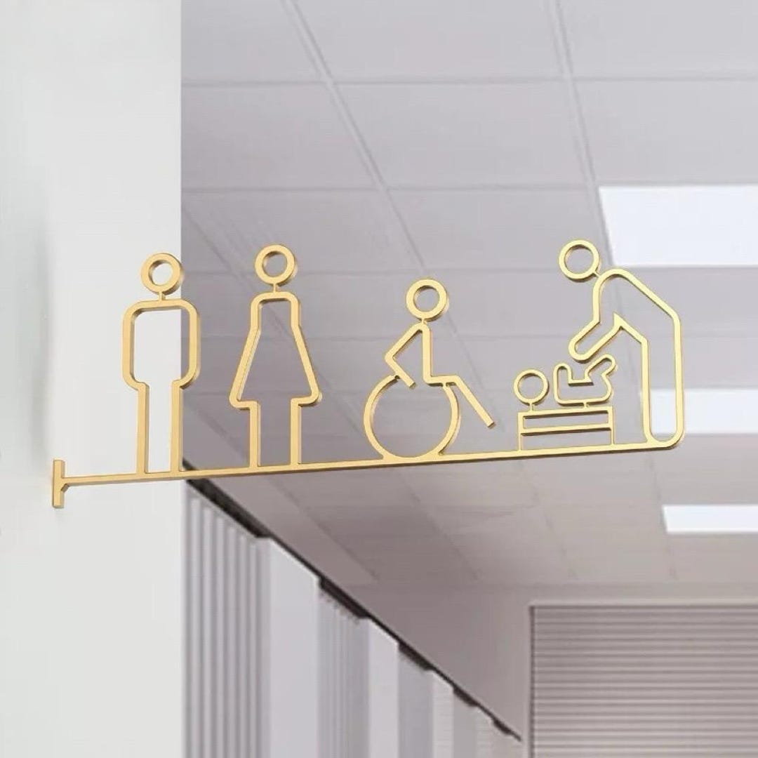 Luxury Aluminum Side Mount Washroom Sign: Modern Restroom Decor - Etsy