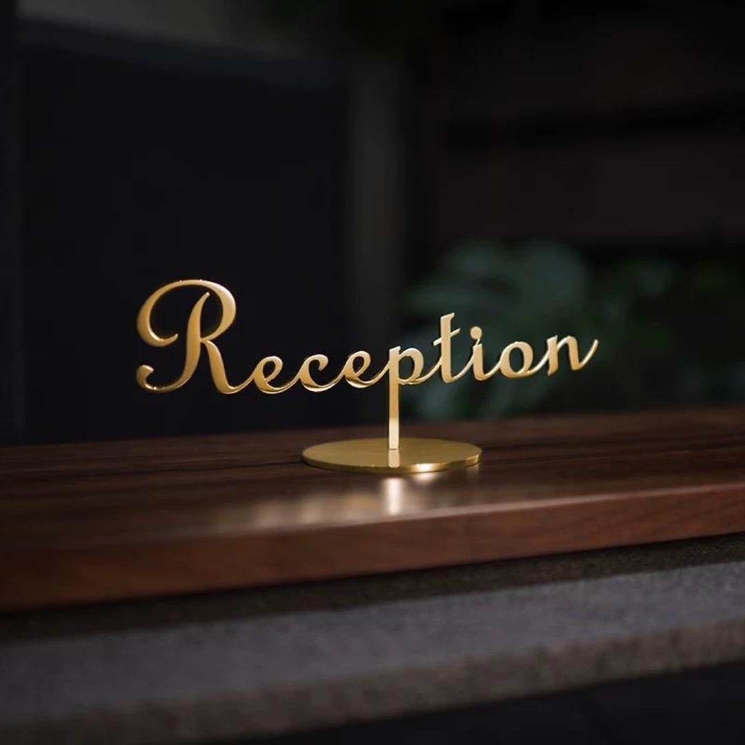 Custom Luxury Stainless Steel Reception Sign, Freestanding Desk Sign ...