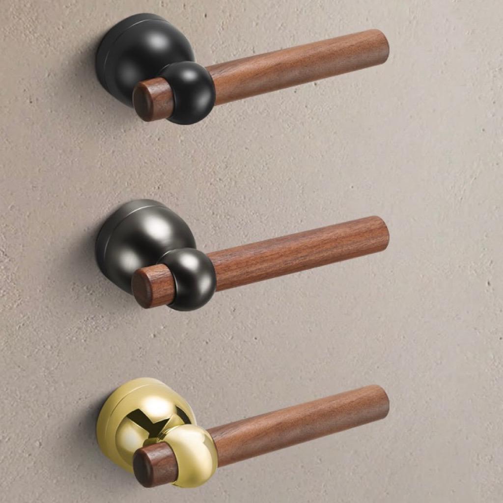 Modern Design Black Walnut Wood Interior Door Lever Handle With Secure ...
