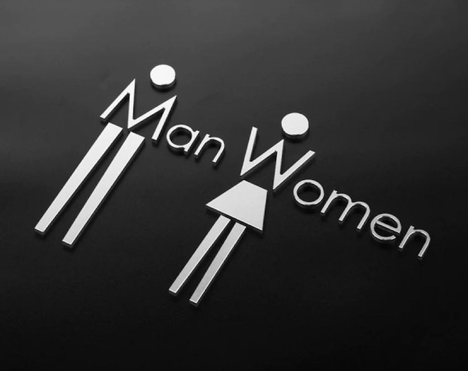 Male Bathroom Sign. Metal Restroom Door Sign. Men's Toilet. Modern ...