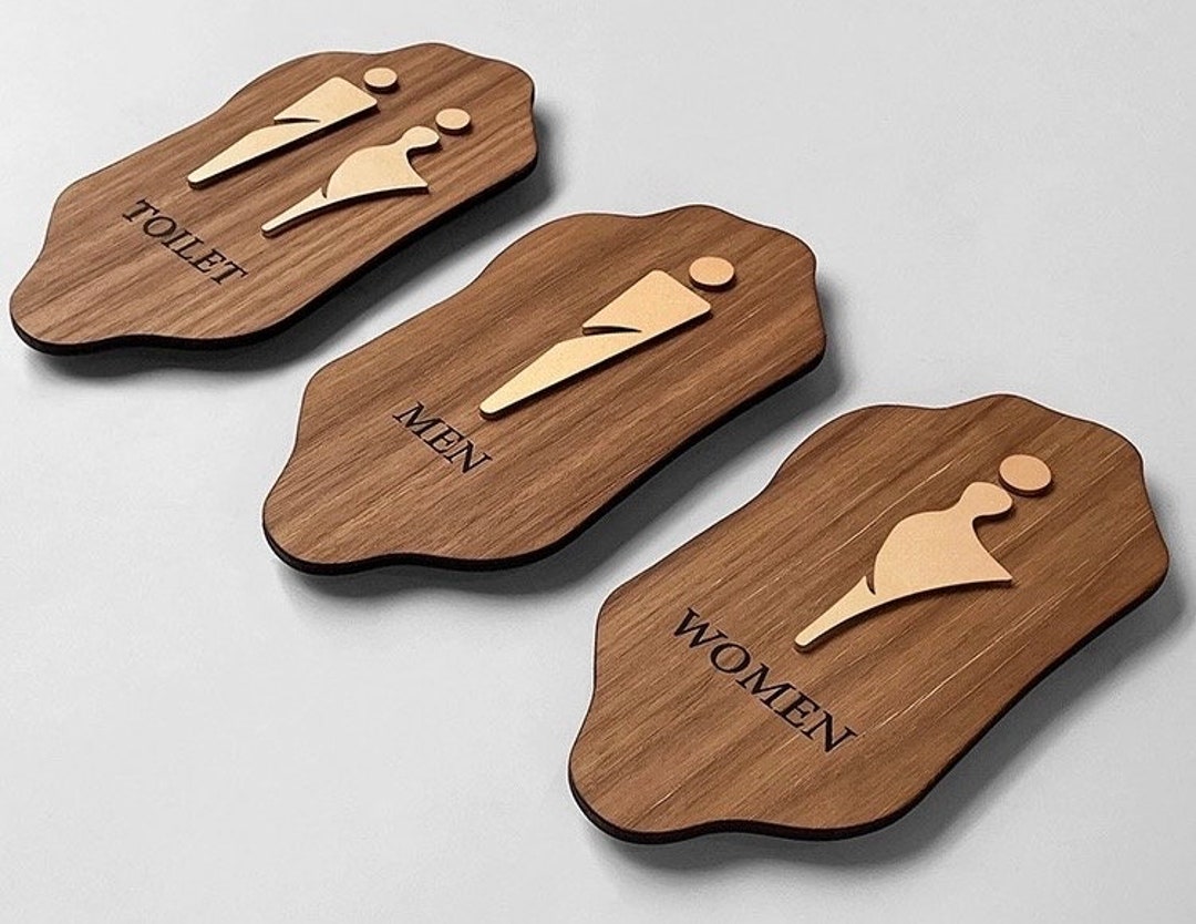 Luxury Wood Acrylic Men Women Washroom Sign, Restroom Sign, Bathroom ...