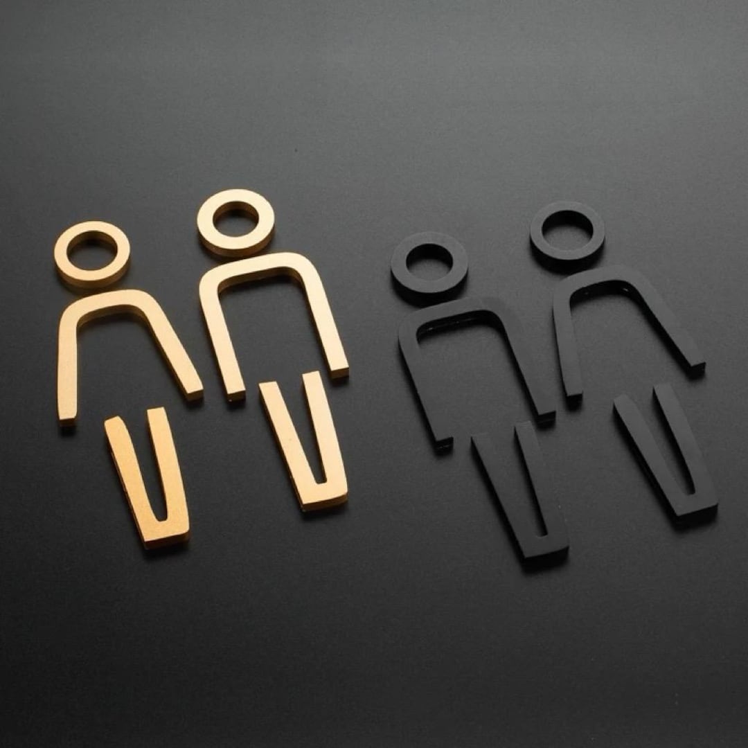 3D Metal Washroom Sign, Restroom Sign, Bathroom Sign, Toilet Sign, Door ...