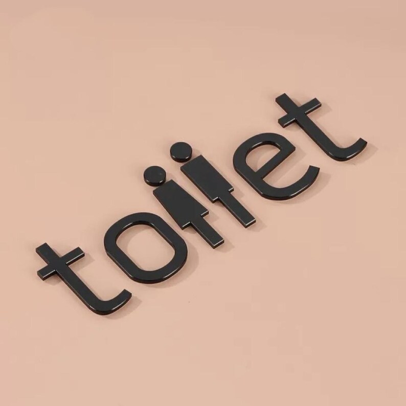 Custom Luxury Modern Aluminum Metal Alphabet Washroom Sign, Restroom ...