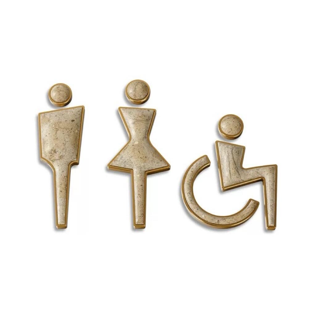 Luxury Aluminum Alloy Marble Metal Signage, Washroom Sign, Restroom ...