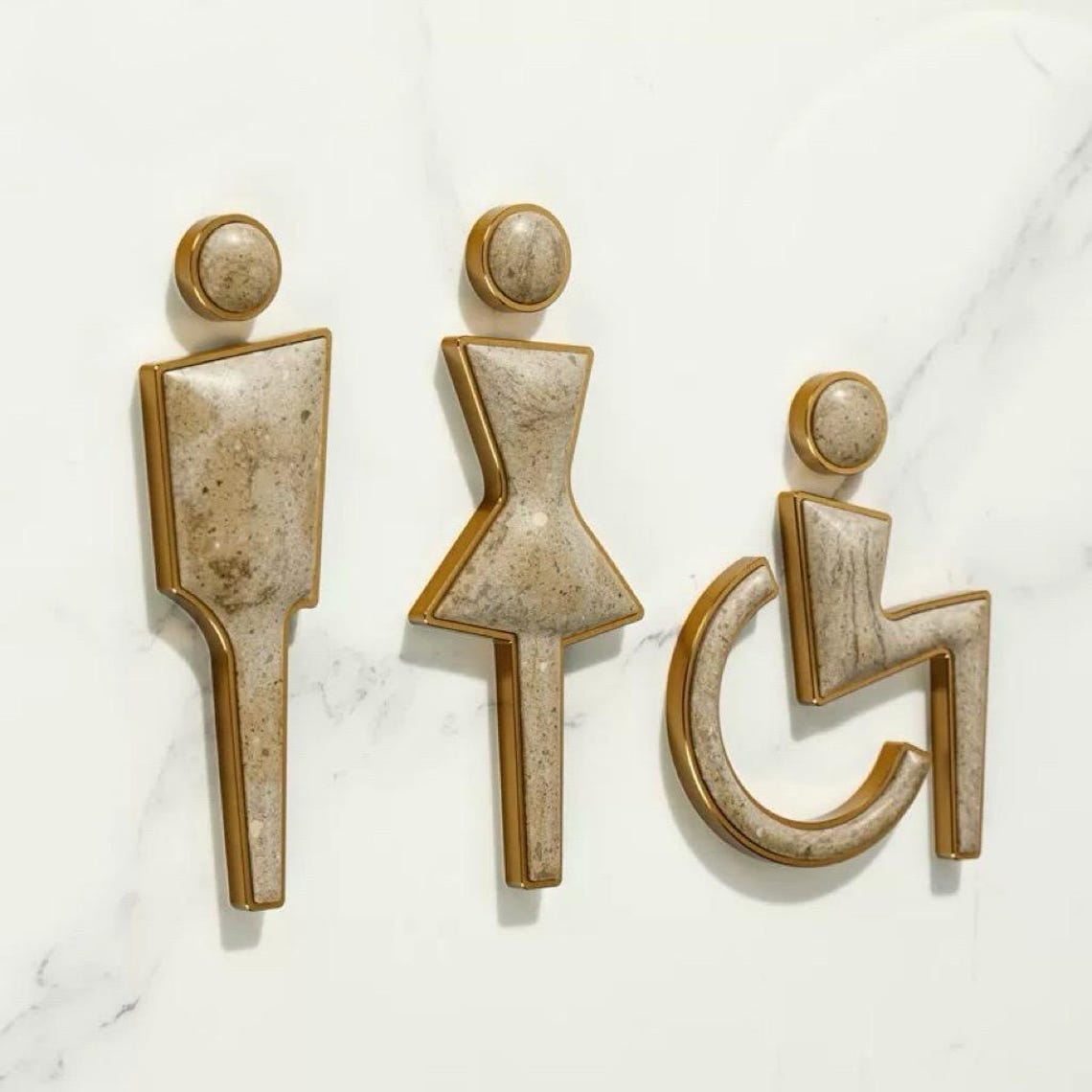Luxury Aluminum Alloy Marble Metal Signage, Washroom Sign, Restroom ...