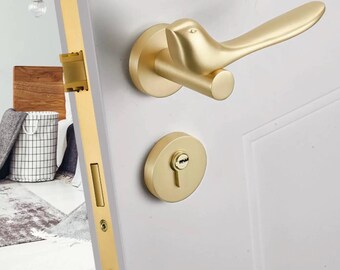 Modern Design Interior Door Lever Handle With Secure Lock, Lock Set With Keys for Indoor, Solid ...