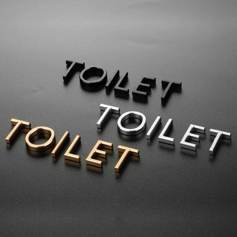 Custom Luxury Metal Aluminum Alphabet Toilet Sign, Washroom Sign ...
