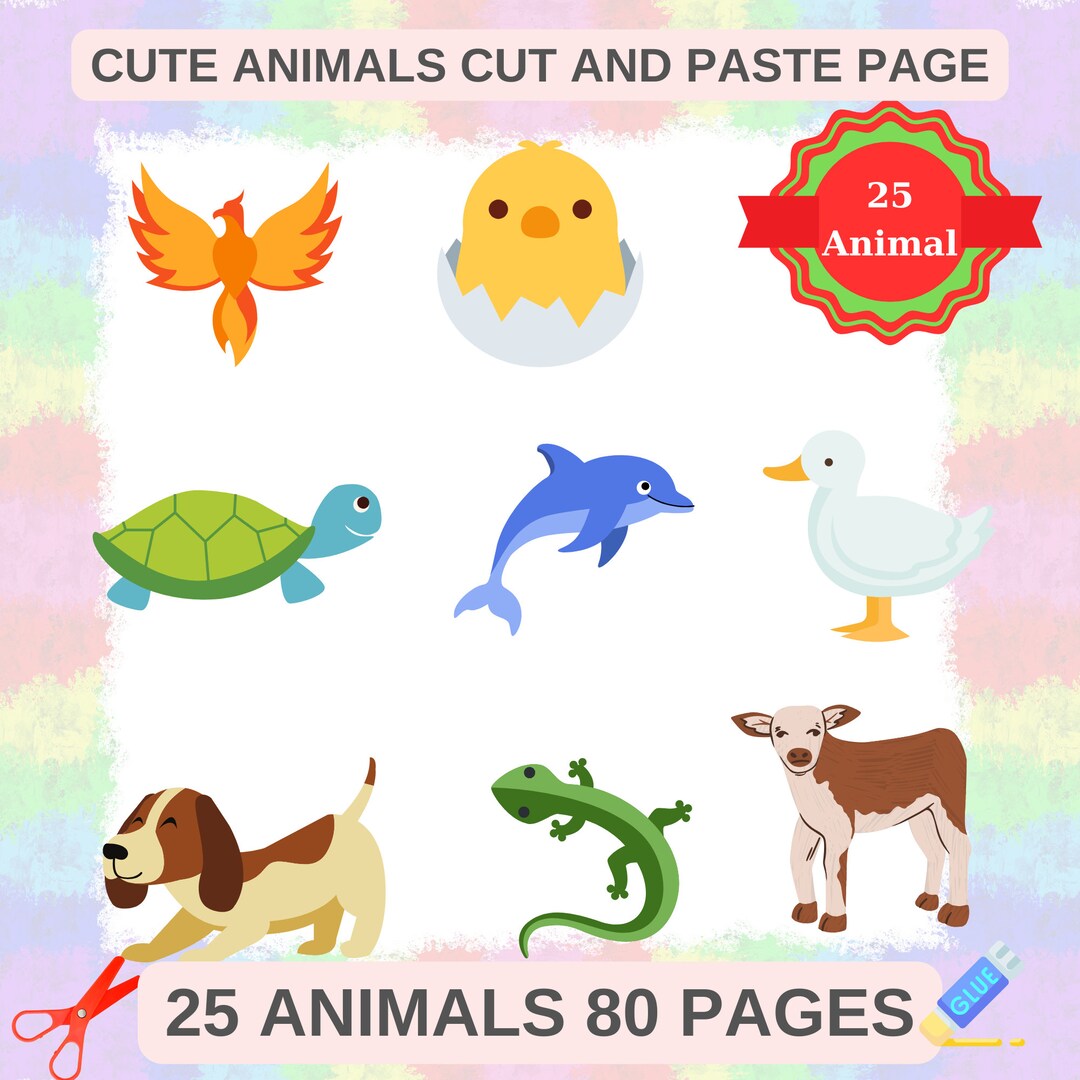 Printable Cut and Paste, Bundle Animal, Printable Craft for Kids Cut ...