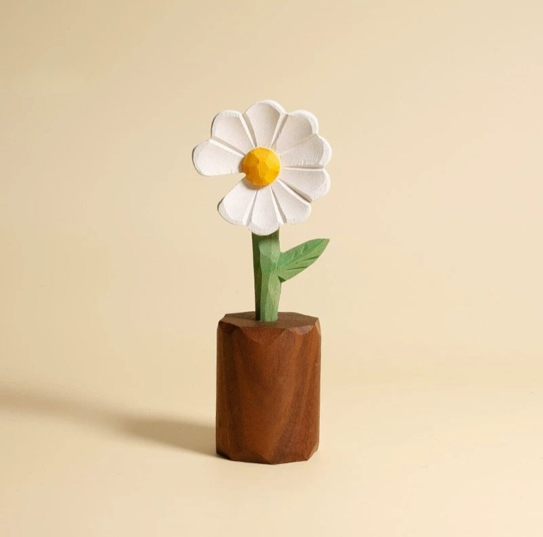 Eternal Daisy Wooden Carving Ornament - Etsy