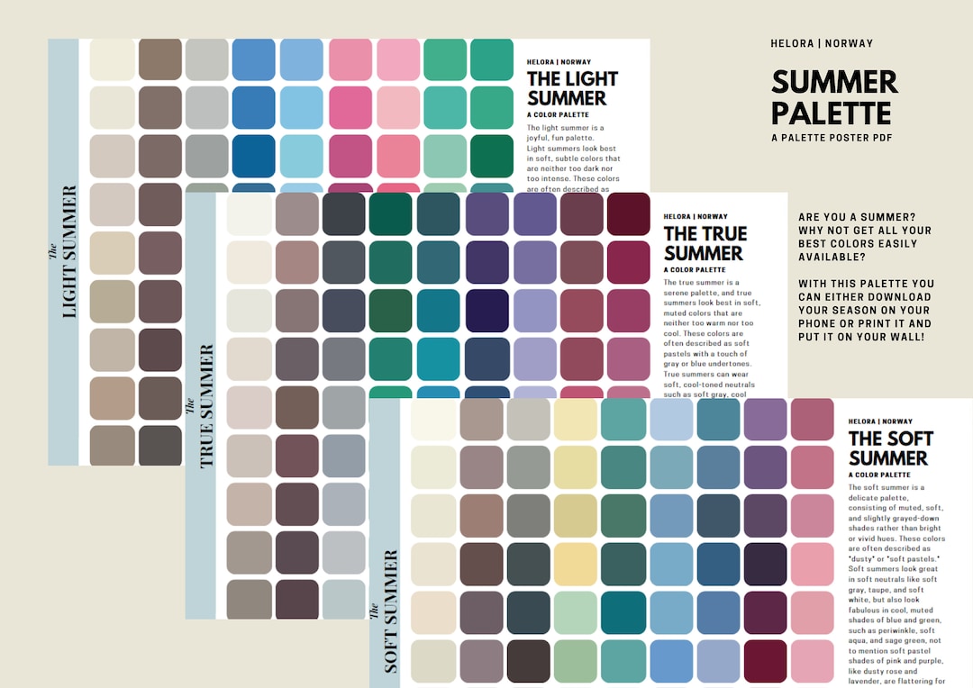 Summer Season Poster | Sesonal Colour Palette Poster | Digital Download ...