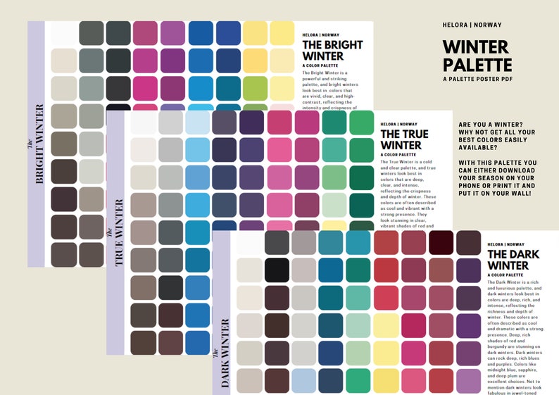 Winter Season Poster | Sesonal Colour Palette Poster | Digital Download ...