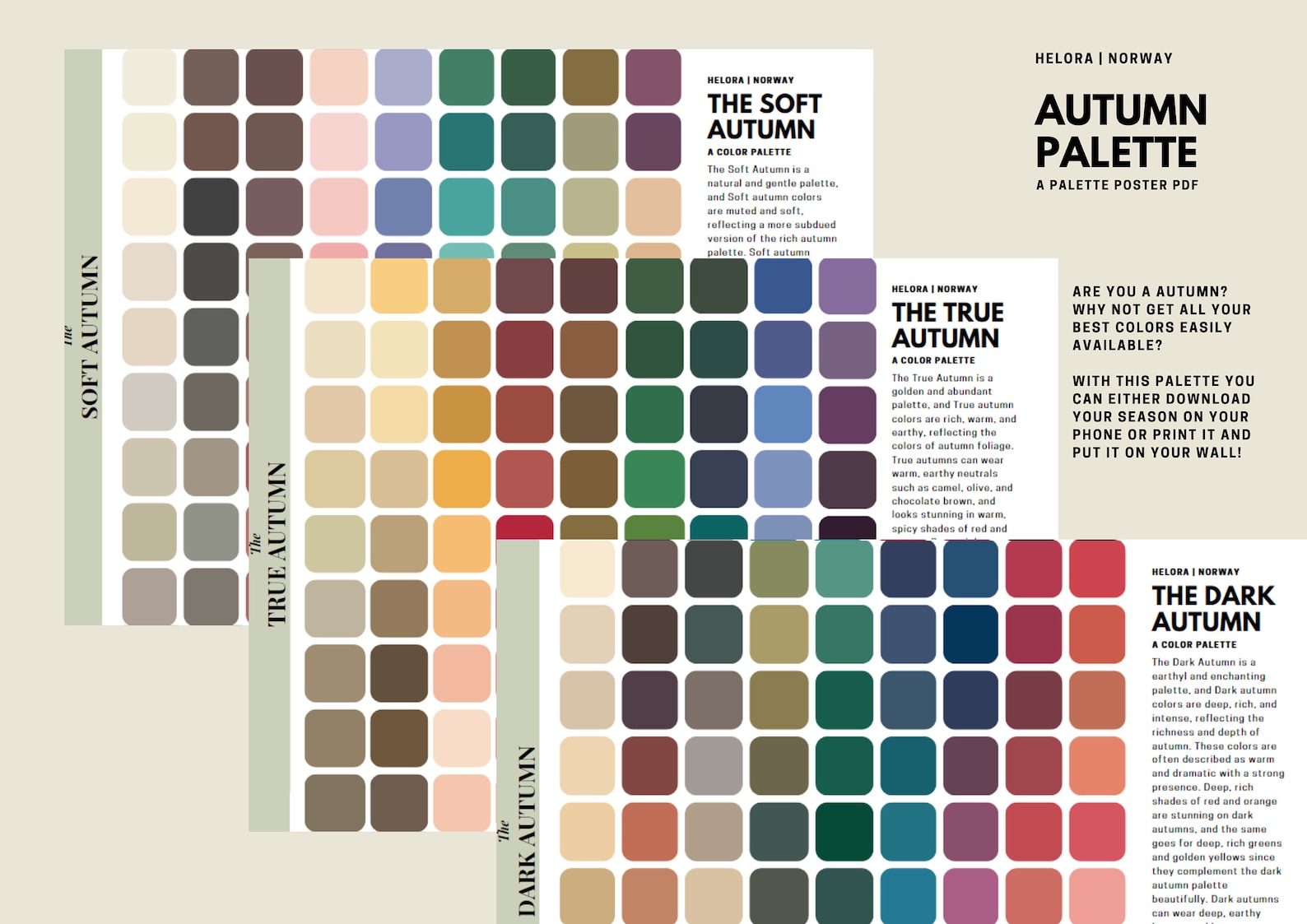 Autumn Season Poster | Sesonal Colour Palette Poster | Digital Download ...