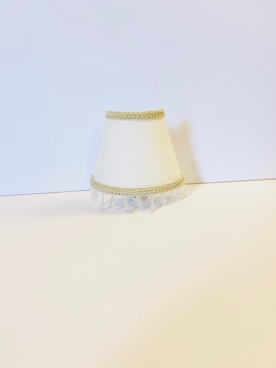 MADE TO ORDER Cream Shaded Night Light With Bead Trim - Etsy