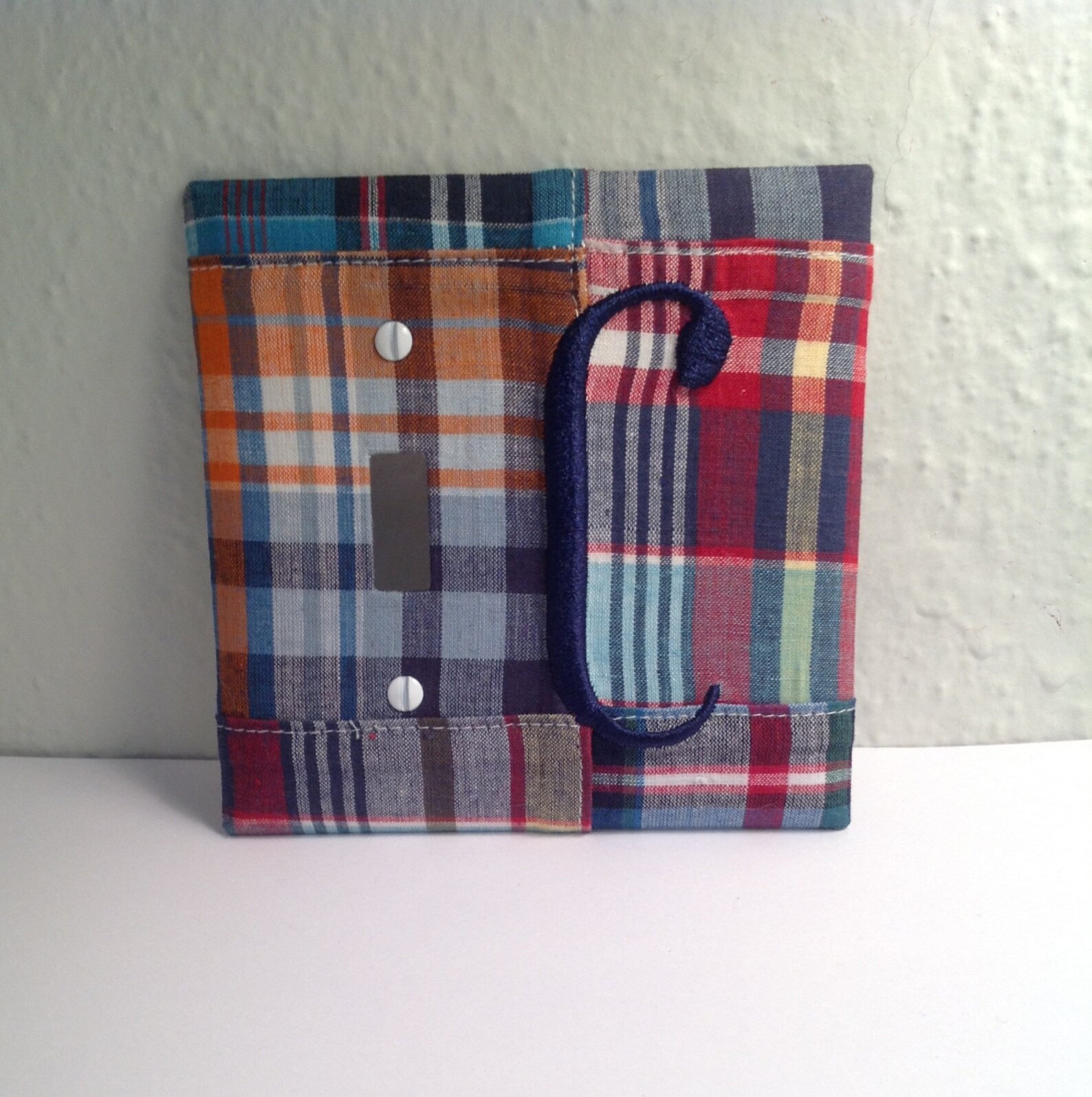 Madras Plaid Monogrammed Light Switch Cover Plate Switchplate | Etsy