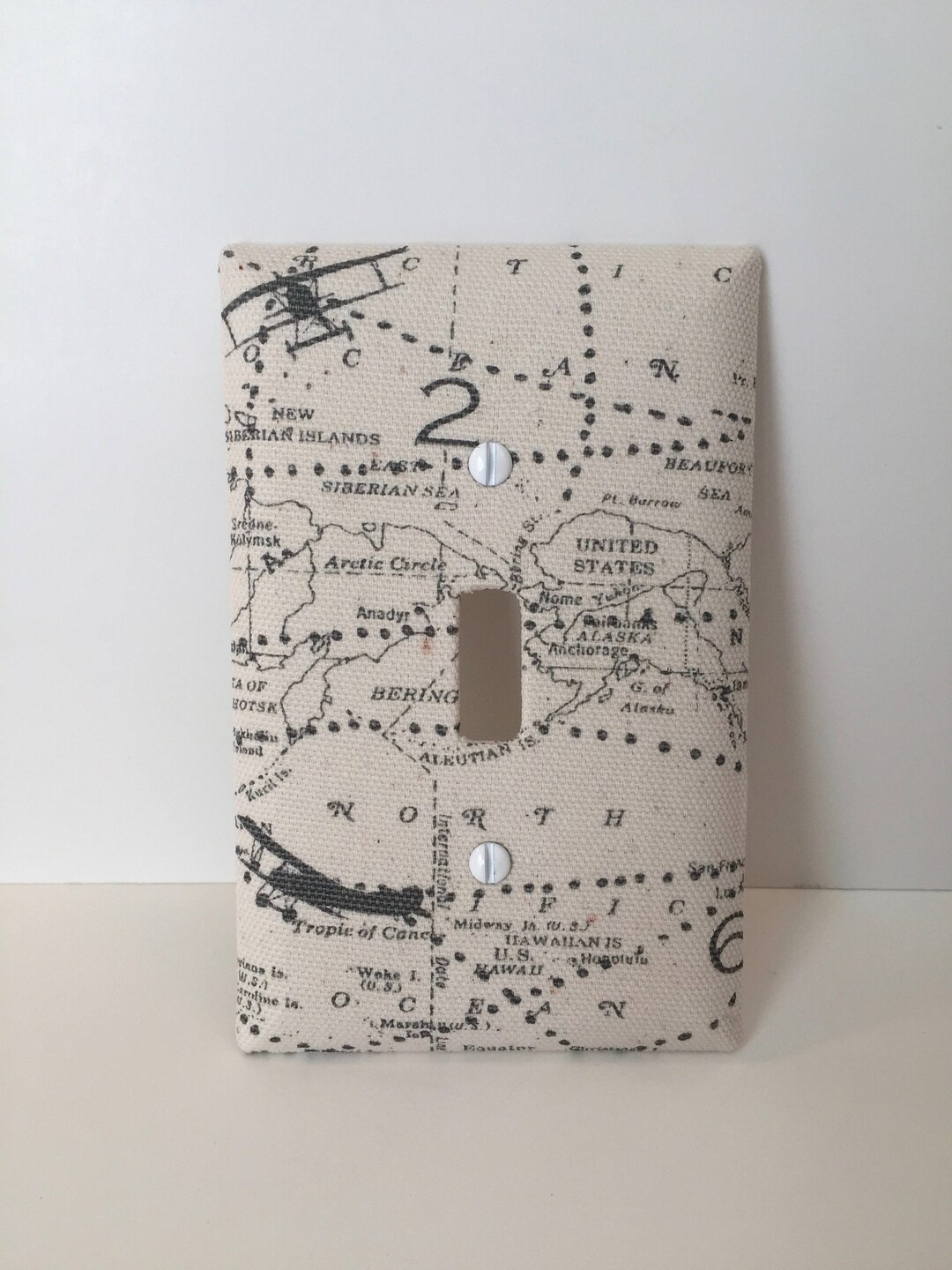 MADE TO ORDER Vintage Flight Pattern Airplane Fabric Covered Light ...