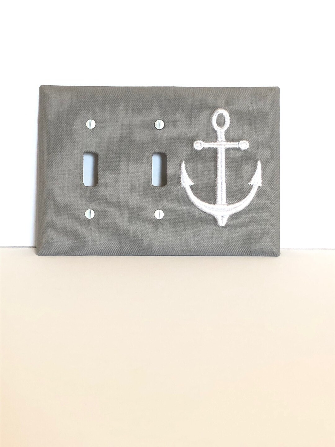 MADE TO ORDER Nautical Anchor Double Light Switch Cover Plate Gray ...