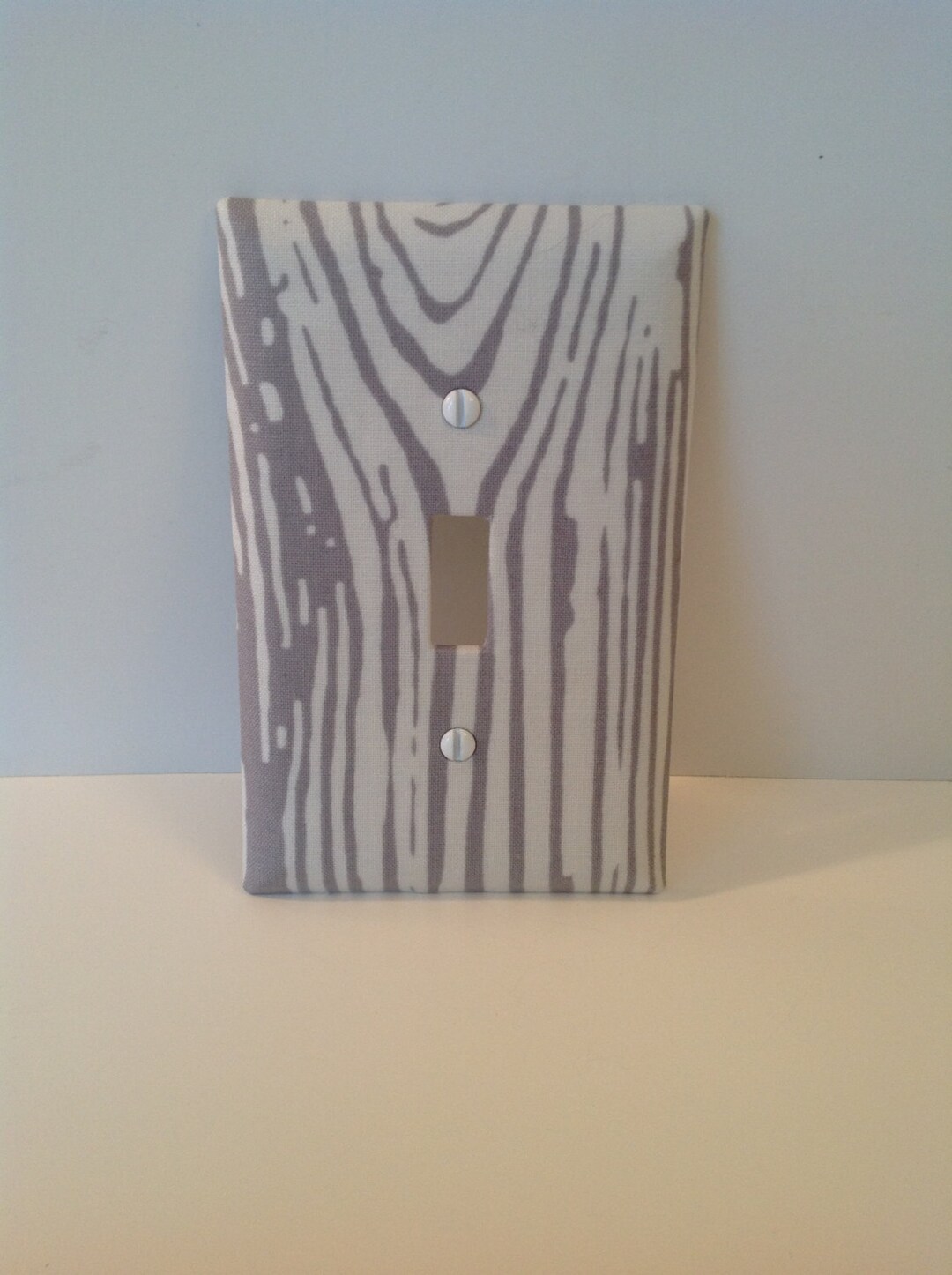MADE TO ORDER Fabric Covered Light Switch Cover Plate Gray Woodgrain ...