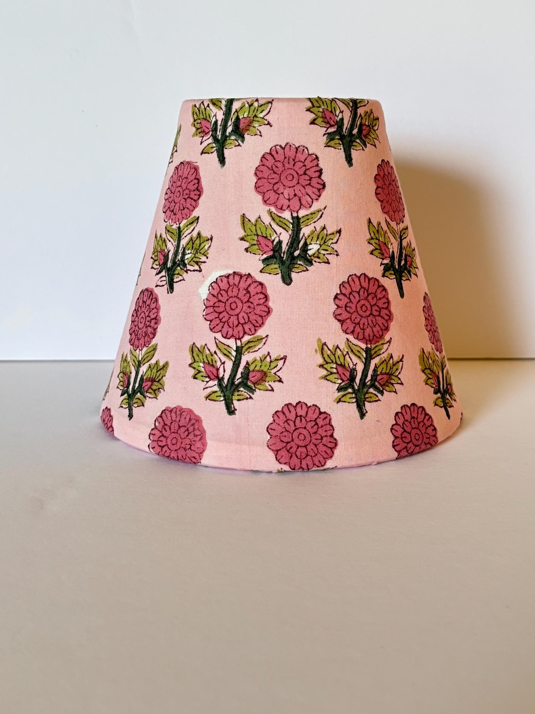 MADE TO ORDER Light Pink Block Print Fabric Sconce Chandelier Lamp ...