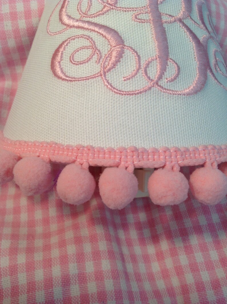 Sarah Monogrammed Night Light With Pom Pom Trim - Etsy