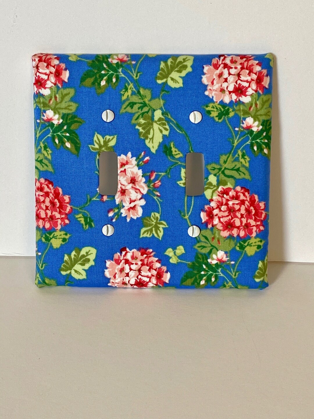 MADE TO ORDER French Blue Floral Fabric Covered Light Switch Cover ...