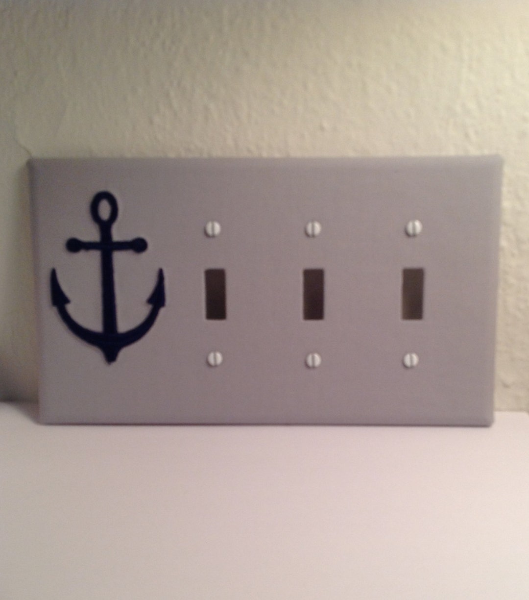 MADE TO ORDER Nautical Anchor Triple Light Switch Cover Plate Gray ...