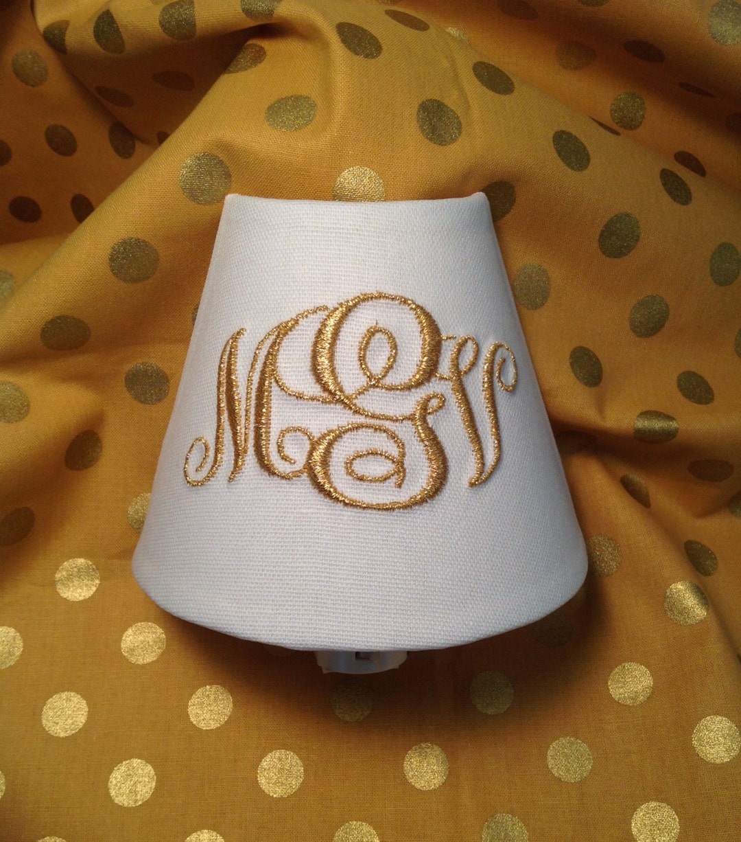MADE TO ORDER Abigail Monogrammed Night Light White With Metallic Gold ...