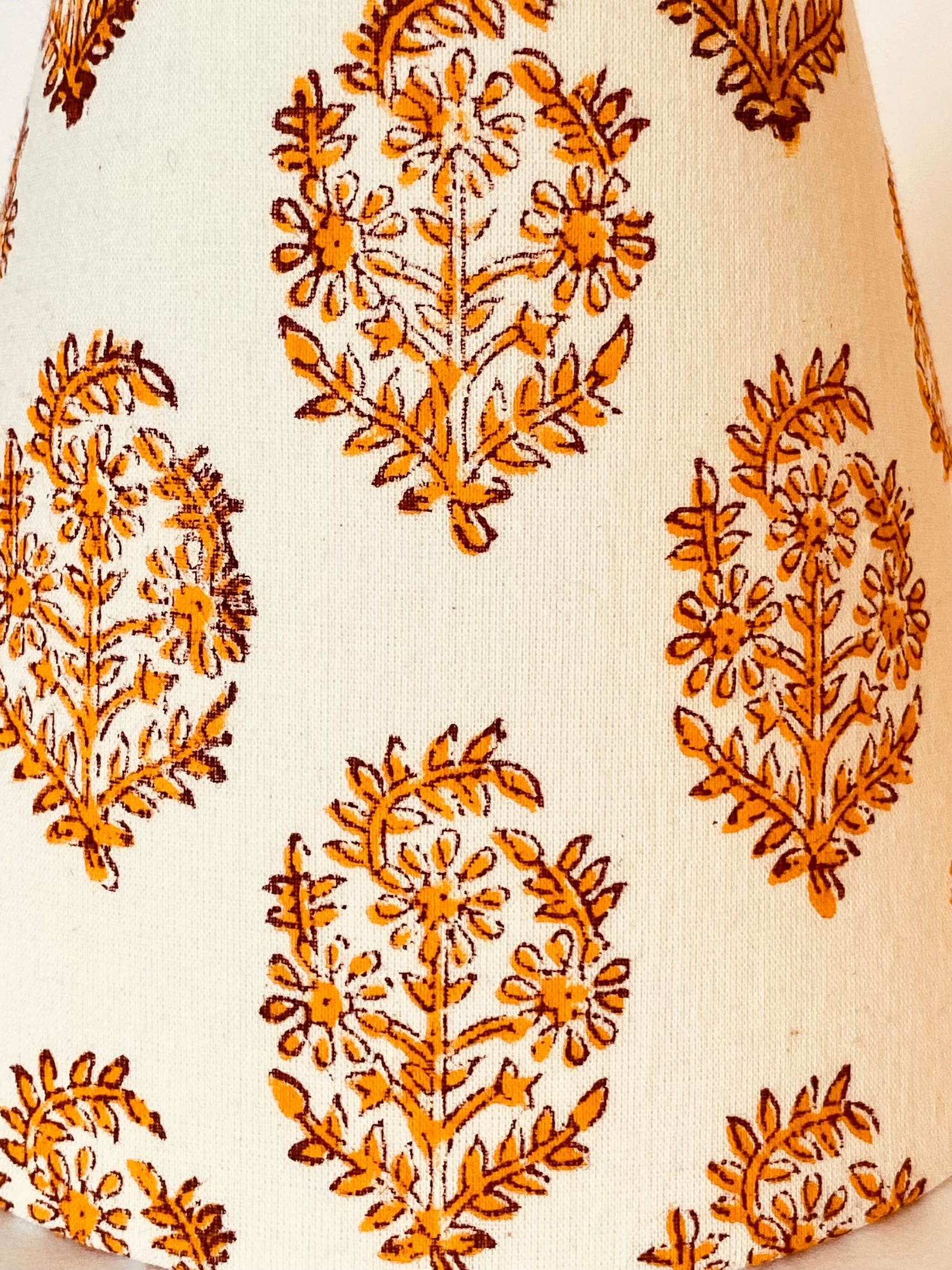 MADE TO ORDER Marigold Orange Block Print Fabric Sconce Chandelier Lamp ...