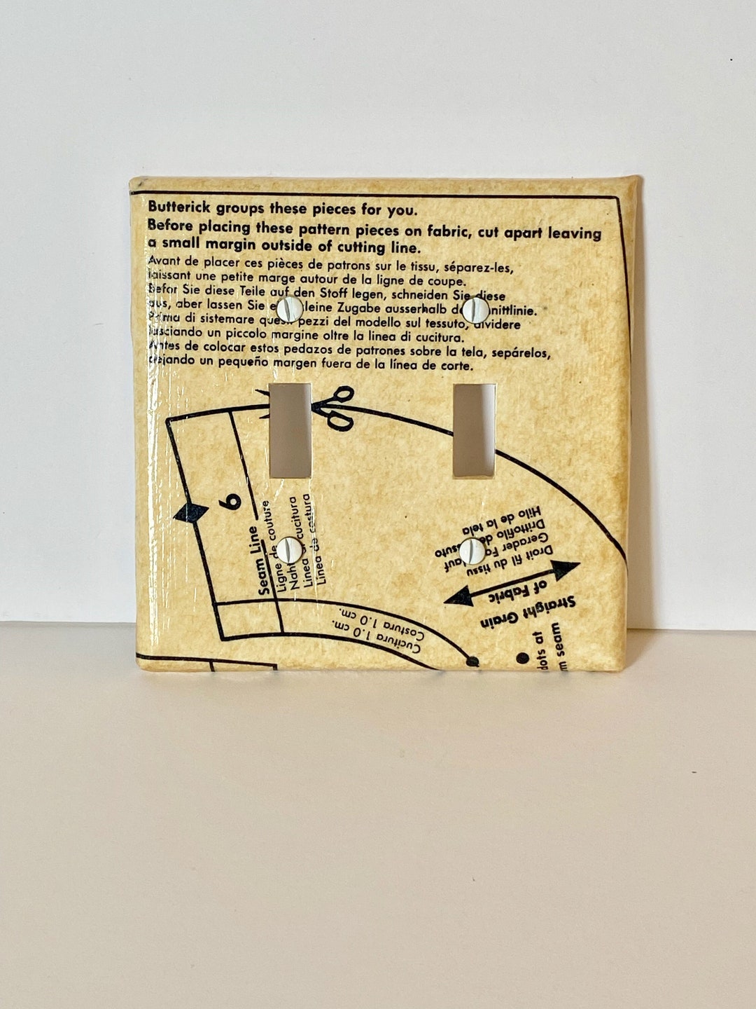 MADE TO ORDER Vintage Sewing Pattern Covered Light Switch Cover Plate ...