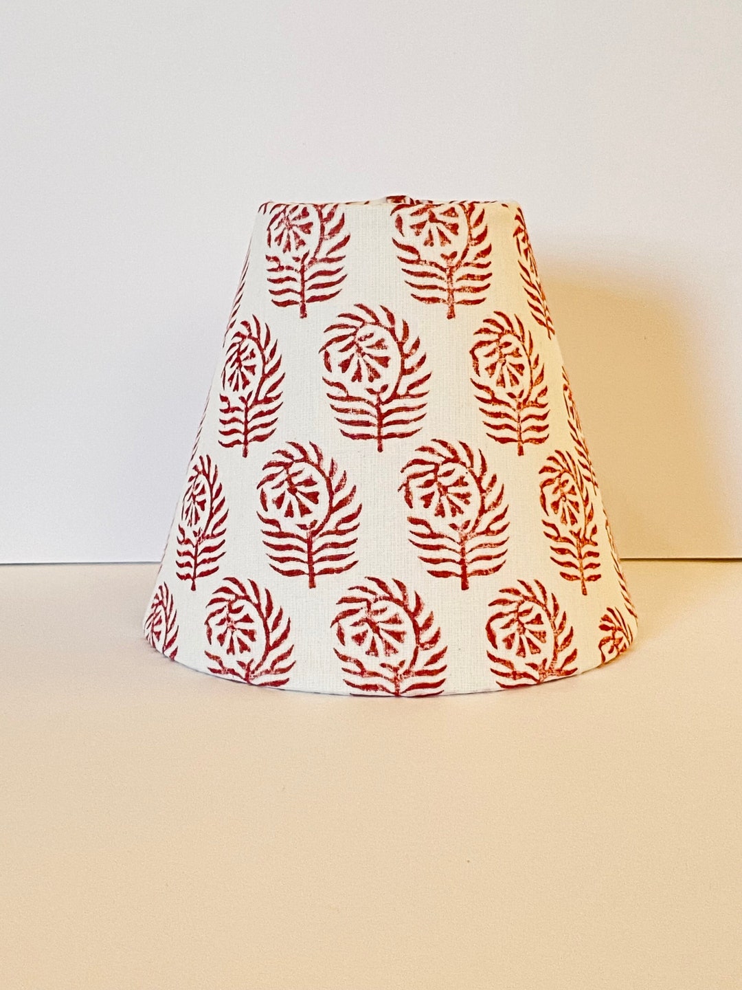 MADE TO ORDER Deep Red Block Print Fabric Sconce Chandelier Lamp Shade ...