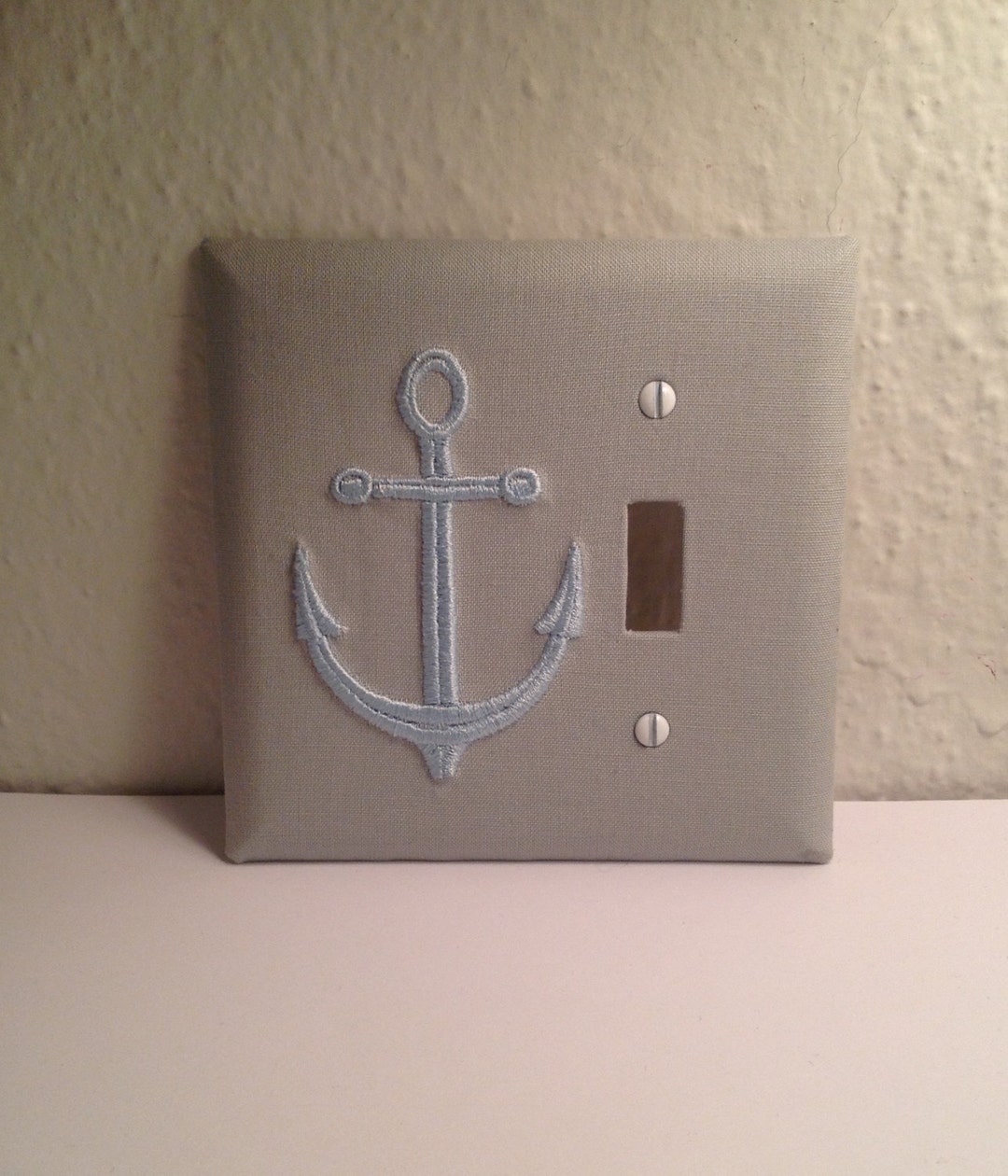 MADE TO ORDER Nautical Anchor Light Switch Cover Plate Gray Fabric ...