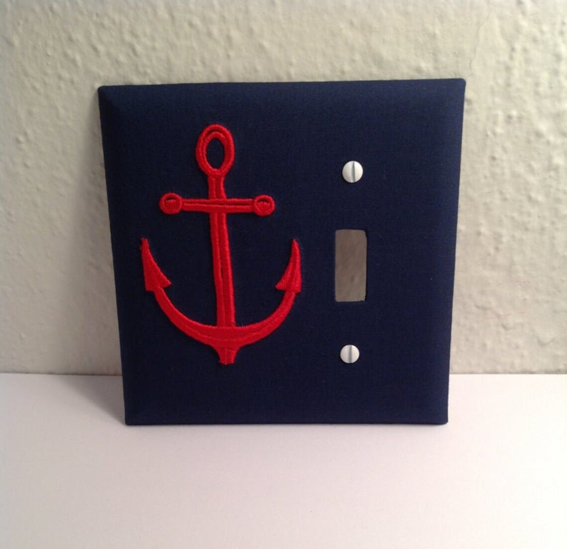 Nautical Anchor Light Switch Cover Plate Navy Fabric Covered - Etsy